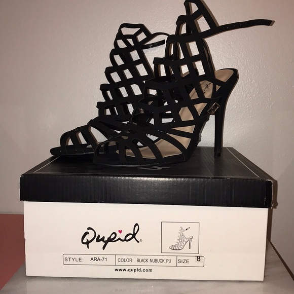 Qupid | Shoes | Black Strappy Qupid Heels | Poshmark